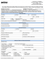 Free AETNA Prior Prescription (Rx) Authorization Form - PDF