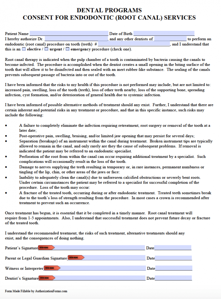 Free Dental Patient Consent Form - PDF - Word