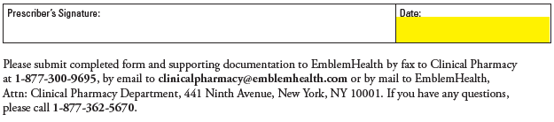 Free Emblem Health Prior Prescription (Rx) Authorization Form - PDF