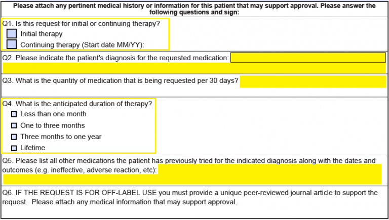 Free EnvisionRX Prior Prescription (Rx) Authorization Form - PDF