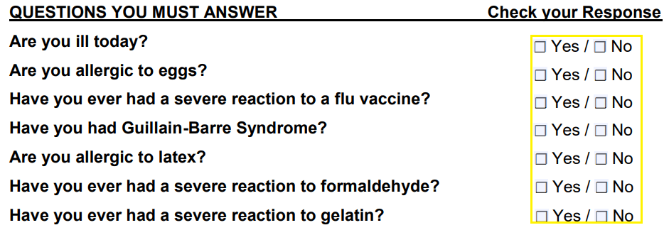Free Flu Shot Consent Form – Influenza Vaccine - PDF