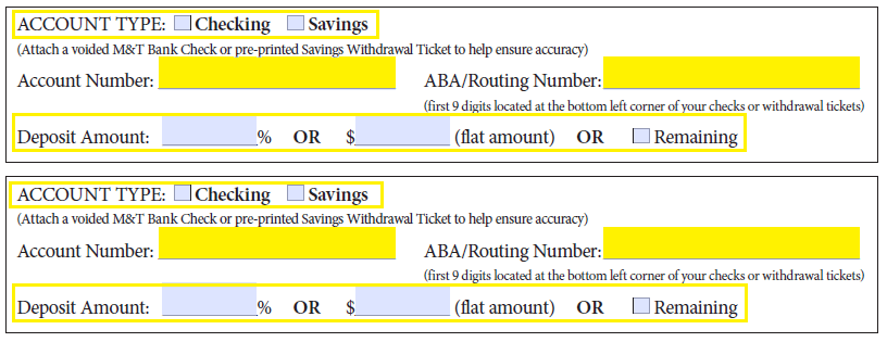 Free M&T Bank Direct Deposit Authorization Form - PDF