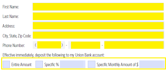 Free MUFG Union Bank Direct Deposit Authorization Form - PDF