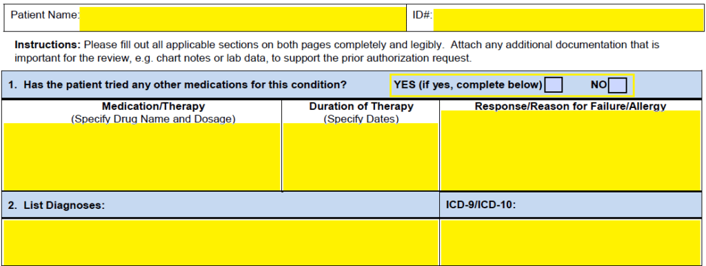 Free Molina Healthcare Prior Prescription (Rx) Authorization Form - PDF