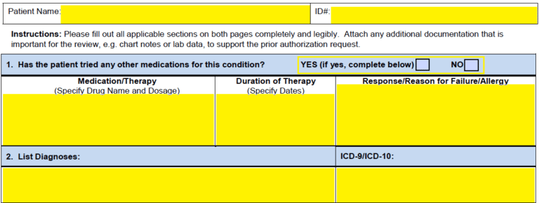 Free Molina Healthcare Prior Prescription (Rx) Authorization Form - PDF