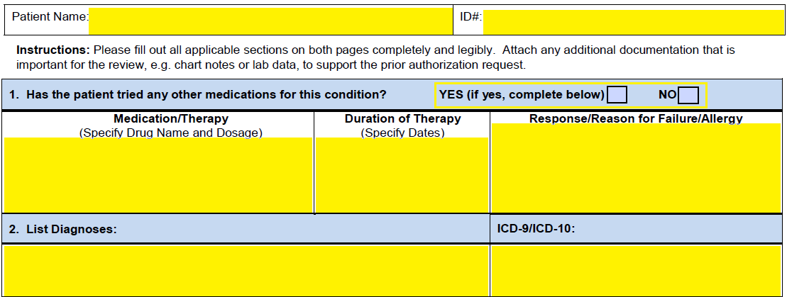 Free Molina Healthcare Prior Prescription (Rx) Authorization Form - PDF