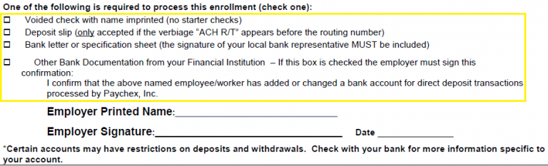 Free Paychex Direct Deposit Authorization Form - PDF