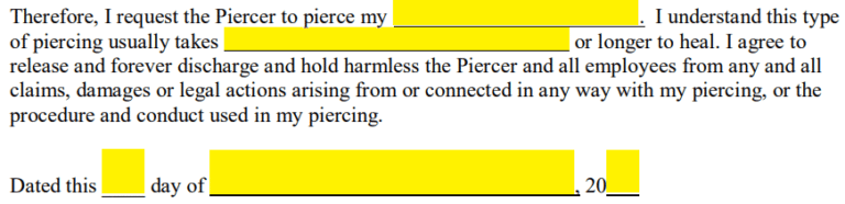 Free Body Piercing Consent Form – For Adults and Minors - PDF - Word