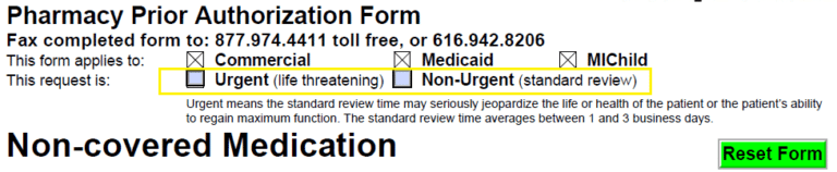 Free PriorityHealth Prior Prescription (Rx) Authorization Form - PDF