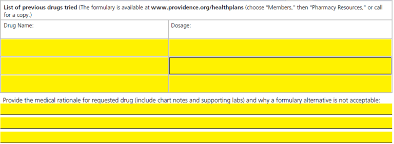 Free Providence Health Prior Prescription (Rx) Authorization Form - PDF