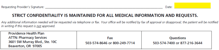 Free Providence Health Prior Prescription (Rx) Authorization Form - PDF