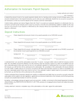 Free Regions Bank Direct Deposit Authorization Form - PDF