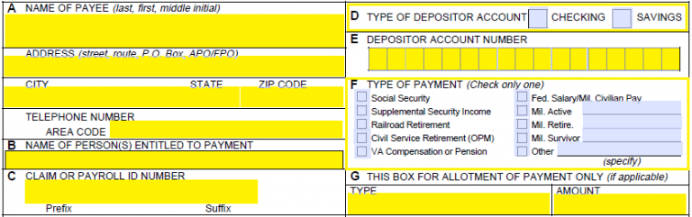 Free Social Security Direct Deposit Authorization Form 1199A - PDF