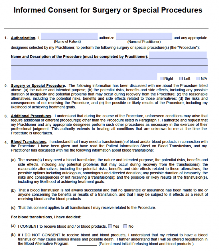 Free Surgery Consent Form - PDF