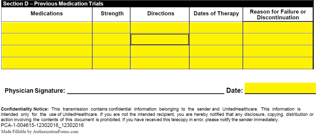 Free United Healthcare Prior Prescription (Rx) Authorization Form - PDF