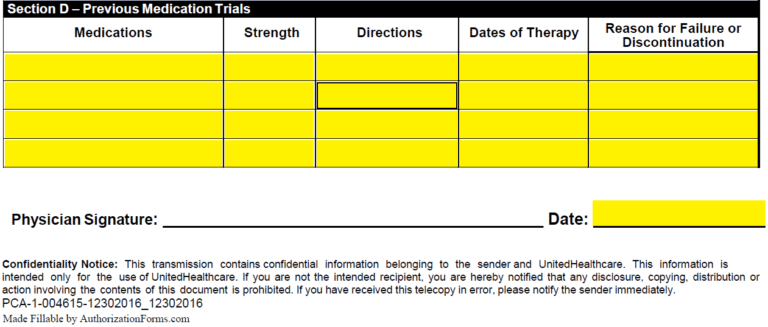 Free United Healthcare Prior Prescription (Rx) Authorization Form - PDF