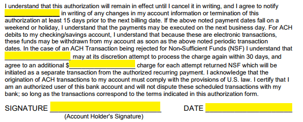 Free Recurring ACH Payment Authorization Form - PDF - Word