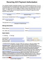 Free Recurring ACH Payment Authorization Form - PDF - Word